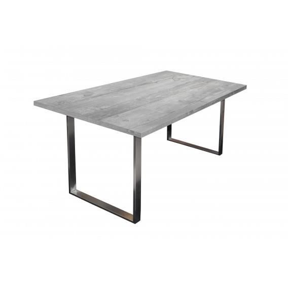 Table plateau effet béton STEEL L180 cm - L180 x H76 x L90 cm ...