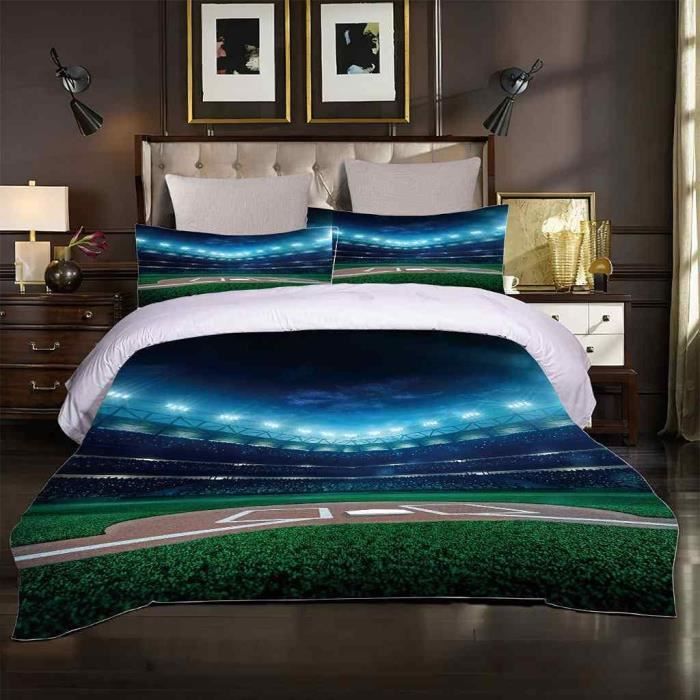 Parure de couette et taie d'oreiller - [666] - Motif Stade Vert - 100% ...