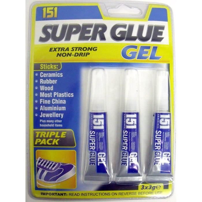 Colle Super Glue Lot de 3 gels ultra Stron anti-goutte, 151,155 ...