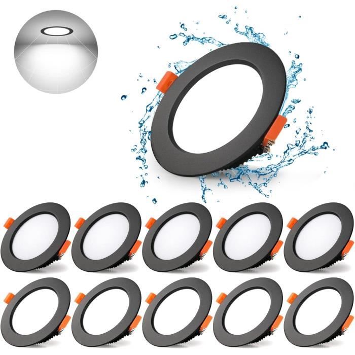 Lot De 10 Spot Led Encastrable Noir Extra Plat,700Lm 7W Rond Plafond Encastrés Led = 70W ...