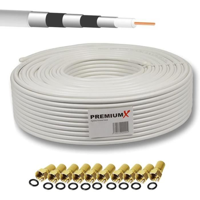 50M 135Db Basic Pro Coaxial Sat Cable Câble Coaxial Blindé À 5 Voies ...