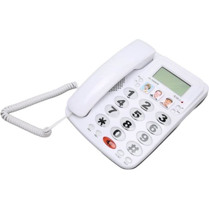 Téléphone Filaire Pour Personnes Âgées, Téléphone Fixe De Bureau À Gros Boutons, Fonction De ...