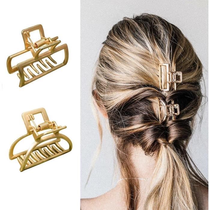 Lot de 2 mini pinces à cheveux en métal doré - TRAHOO - Accessoires ...