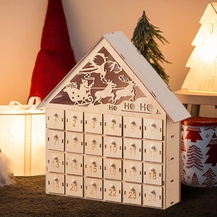 Calendrier de lAvent de Noël en Bois avec 24 Tiroirs de Rangement Vides ...