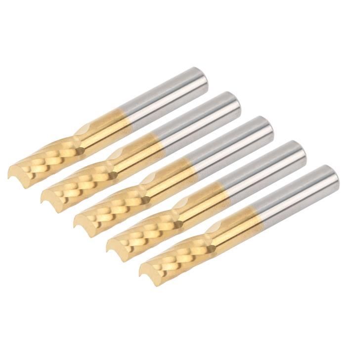 YOSOO fraise de coupe 5 pièces fraise en bout plaquée Ti à 1 flûte CNC ...