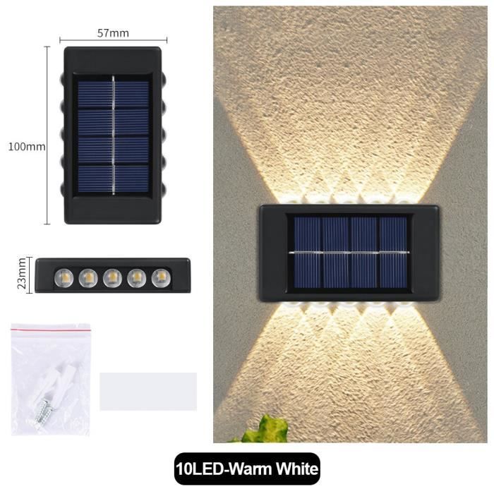 BORNE SOLAIRE ,10LED-Warm White--applique murale étanche à énergie ...