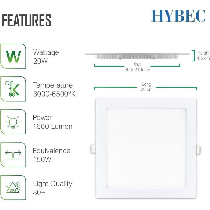 Hybec - Spot Led Carré Encastrablé, Spot Led Encastrable Downlight ...