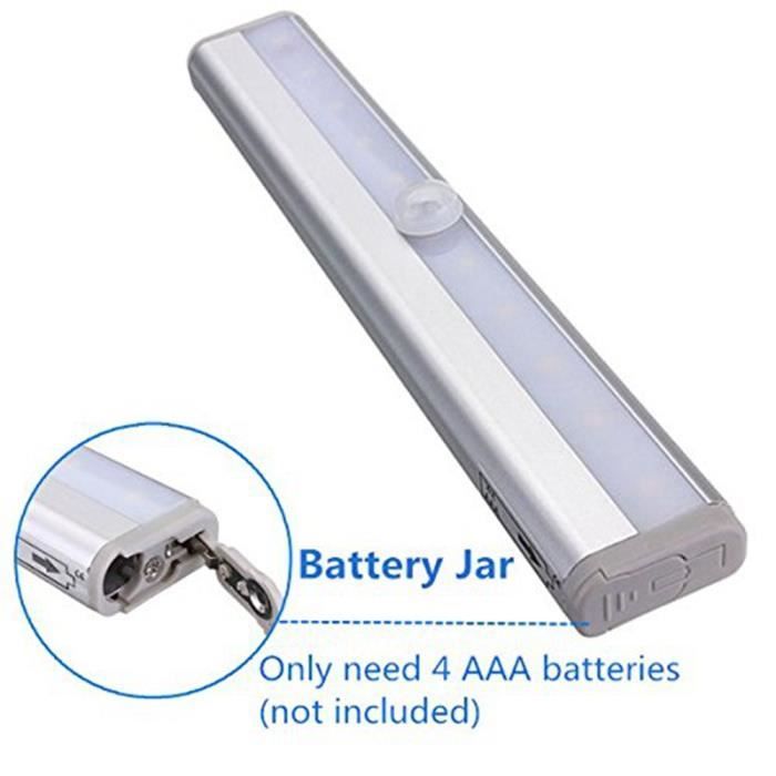1pcs Veilleuse LED Automatique 10 LED Lampe Nuit Placard a piles avec ...