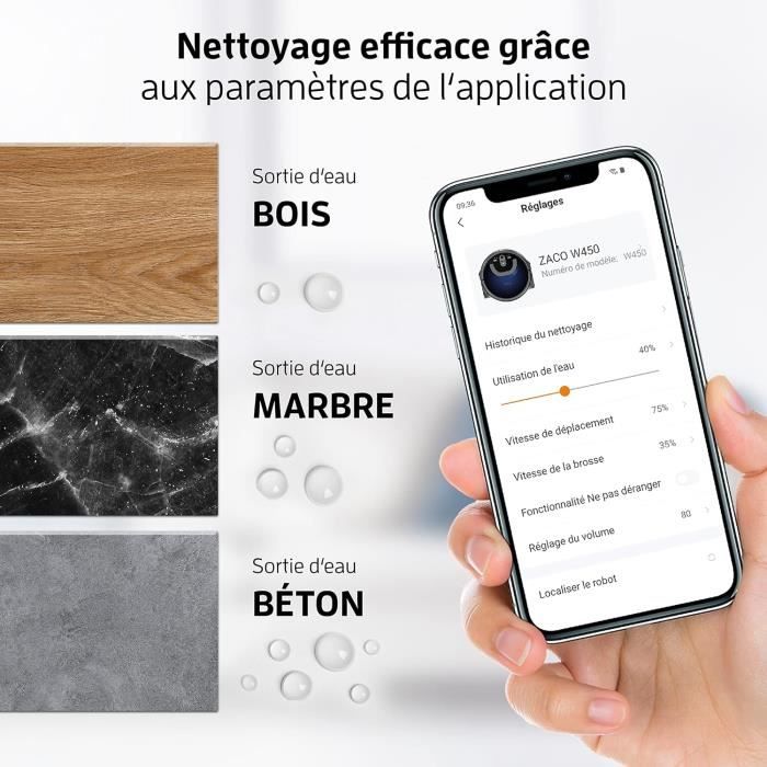 W450 Robot Laveur De Sols Connecté Avec App, Alexa Et Télécommande ...
