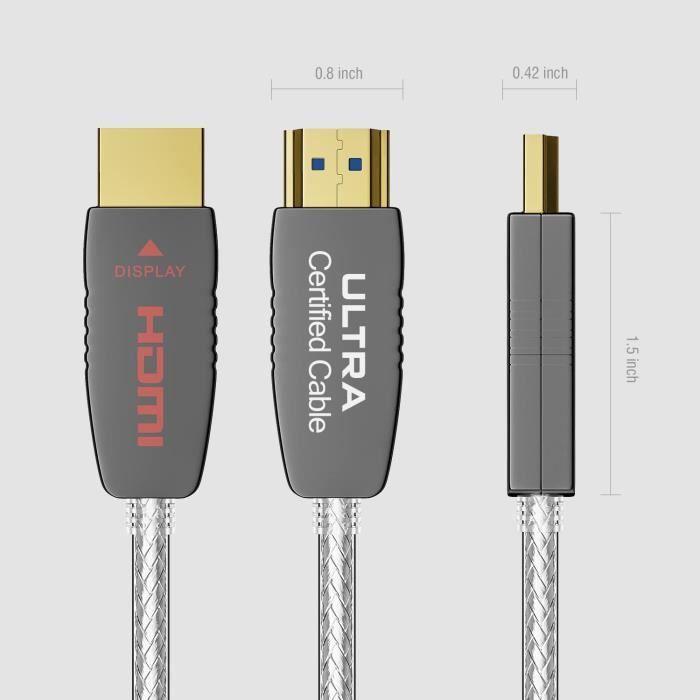 Câble HDMI 8K - RUIPRO - 10M - Fibre Optique - 48Gbps - HDR Dynamique ...