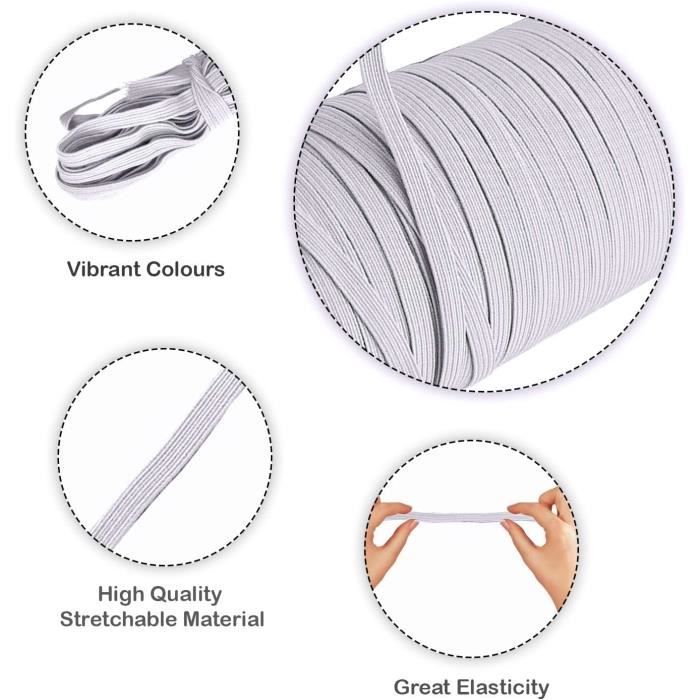 6mm Large Elastic Cordon, Finition Lisse, Fort et Extensible Elastic ...