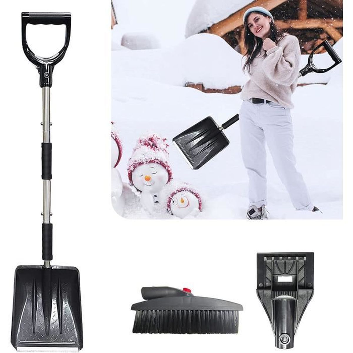 Pelle à Neige, Kit de Déneigement 3 en 1 avec Grattoir à Glace et ...