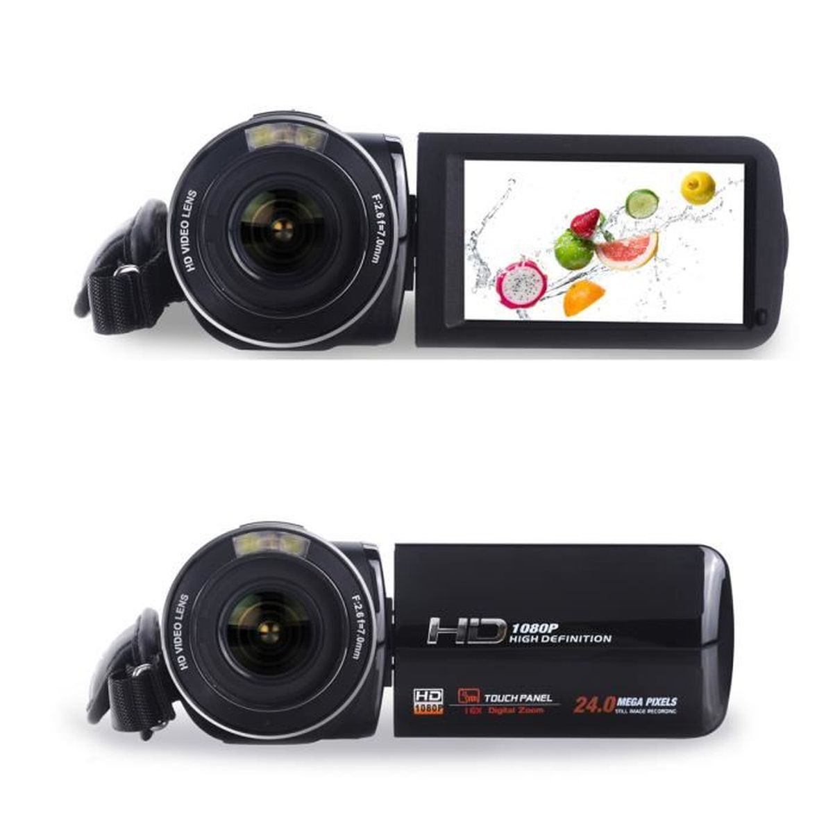 Full HD numérique vidéo caméra avec micro externe Caméra à écran ...