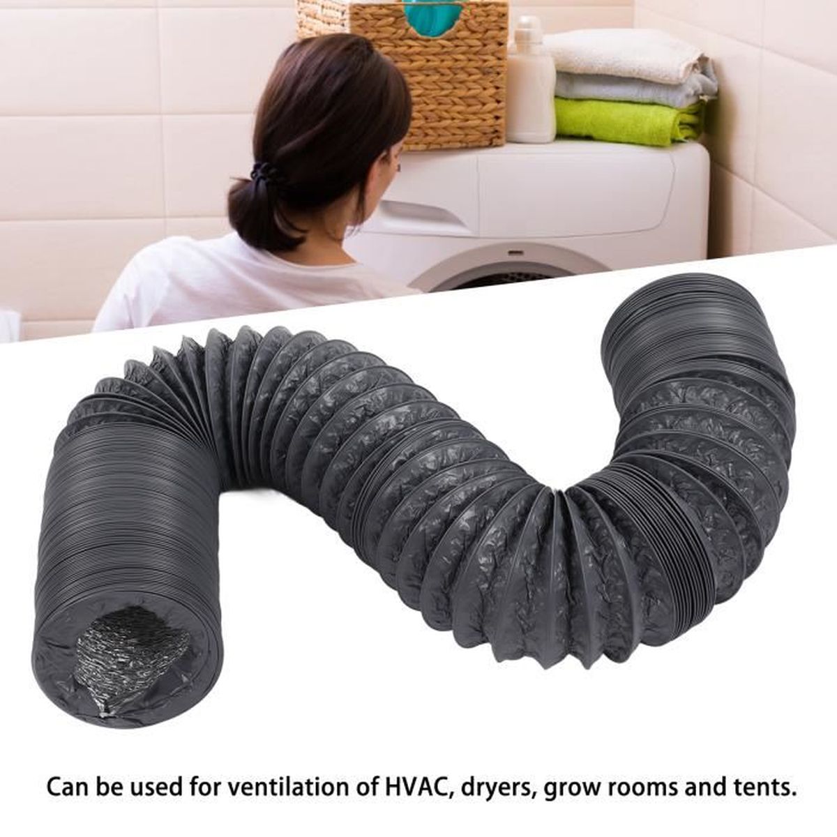 FRA - Conduit de ventilation Conduit flexible en aluminium de 1 m de ...