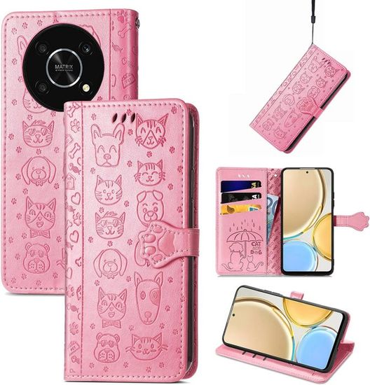 Coque Honor Magic 4 Lite, Housse Antichoc en Cuir PU avec Motif Chat ...