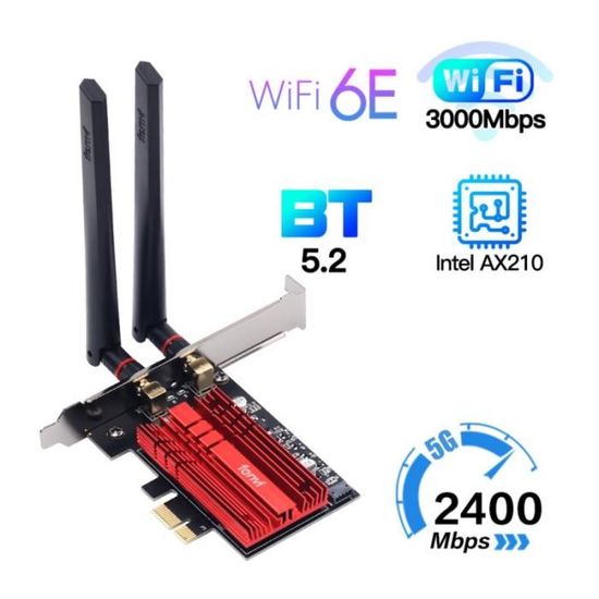 Fv-axe3000 - carte Wi Fi 6E AX210 PCIe, adaptateur Wi Fi sans fil, , Bluetooth 5.2, 802.11ax ...