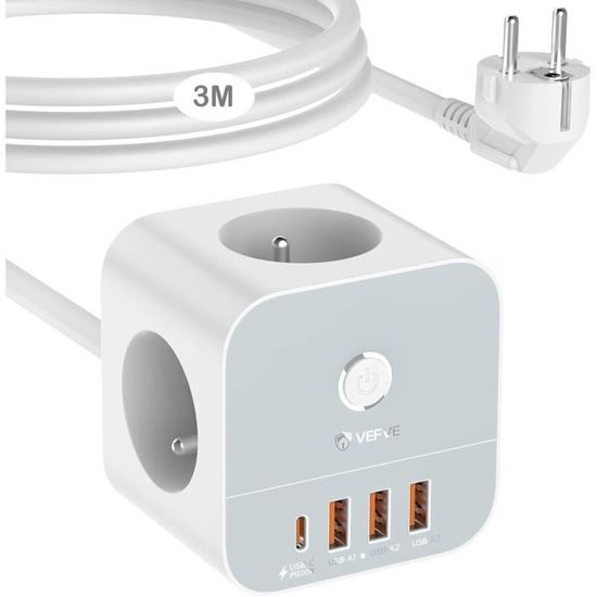 Rallonge Multiprise Avec Usb C, Cube Prise Multiple Avec Interrupteur ...