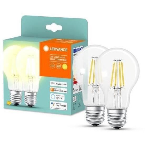 LEDVANCE Lot de 2 Ampoules LED connectées SMART+ Bluetooth filament classic 6W=60W E27 ...
