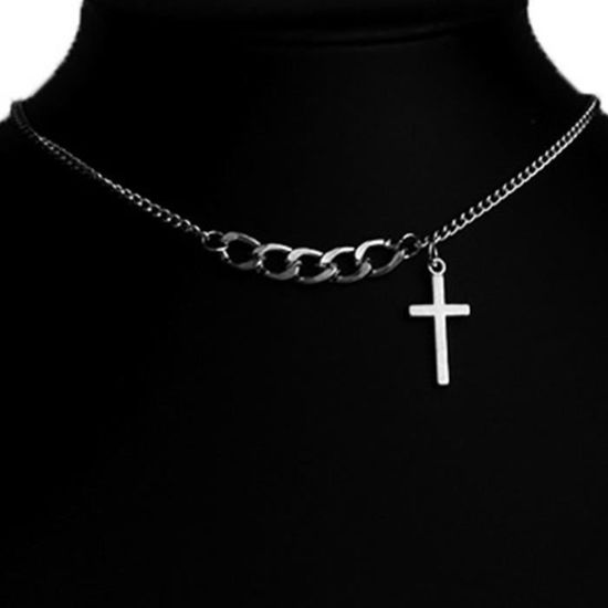 Collier croix en alliage blanc Pendentifs Colliers Femme Choker Bijoux ...