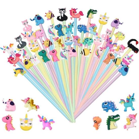 Gudotra 40 Crayons Fantaisie Enfant Triangulaire avec Capuchon Crayons ...