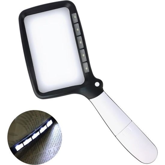 Loupe De Lecture Avec 5 Lumières Led Loupe Grossissante 3X Et 2 Modes D’Intensité Loupe ...