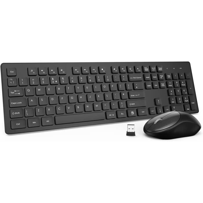 Ensemble clavier souris sans fil 2,4 GHz clavier et souris UK ...