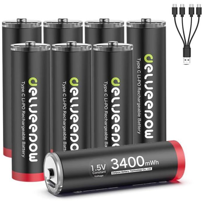 Piles rechargeables AA lithium - JOZSI - Piles Rechargeables Aa 1,5V ...