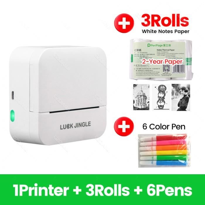 Papier blanc 3-Luck Jingle Mini imprimante de poche, imprimante photo ...