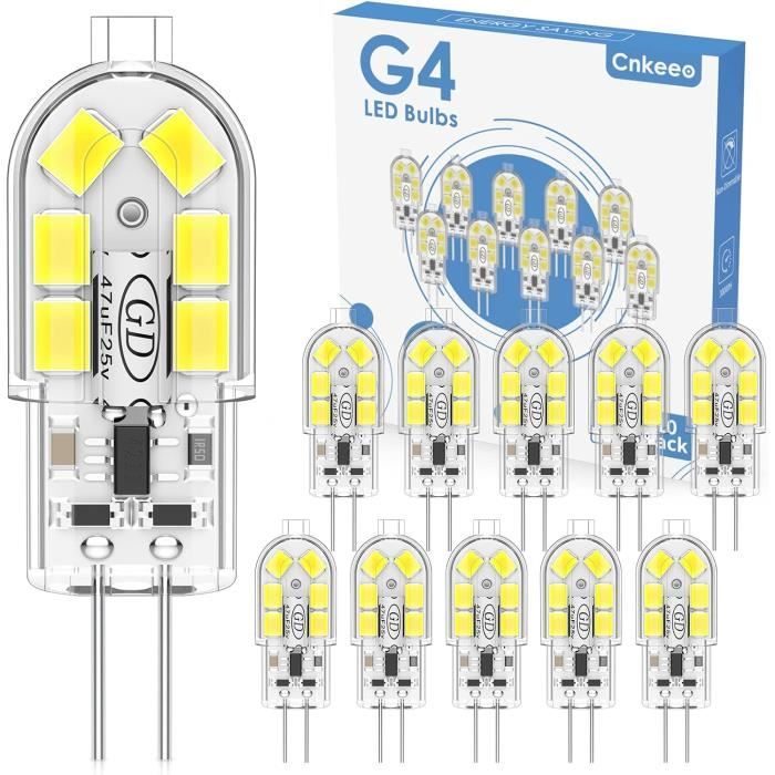 Ampoule LED G4, LED G4 2W Équivalent 20W Lampe Halogène, Blanc Froid 6000K 200LM Protection des ...
