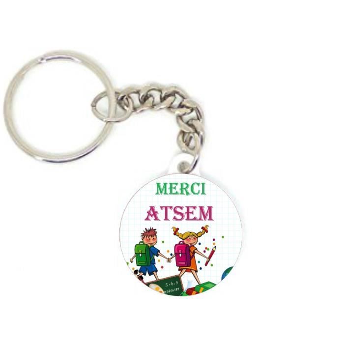 Porte clé badge merci atsem enfants école idée cadeau personnalisé ...