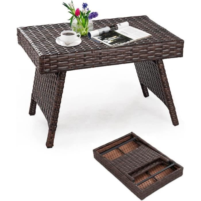 LIWI-Table d'appoint Pliable en Osier avec extrémité en rotin - Facile ...