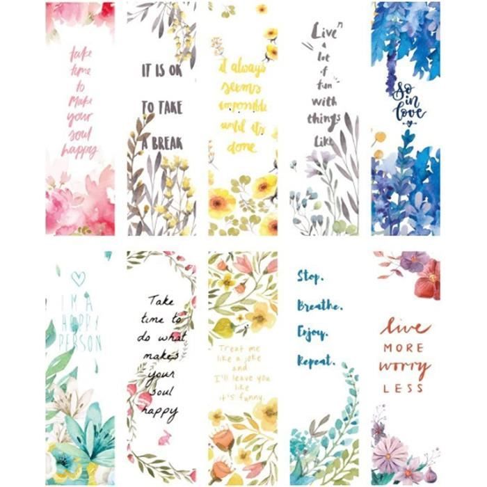 30 Pièces Floral Marque-Pages Papier Marque-Pages Inspirants Signet ...