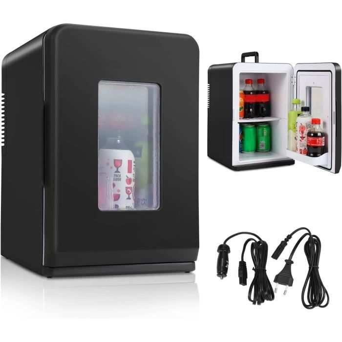 Mini Frigo de Chambre, 15L Mini Réfrigérateur Voiture Portable 12V-220V ...