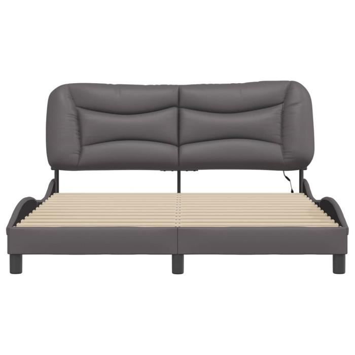 Cadre de lit - KEEN SO - ST5670 - 160x200 cm - Similicuir gris - Avec ...