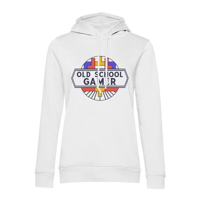 Sweat à Capuche Old School Gamer Jeu Vidéo Style Vintage Blanc ...