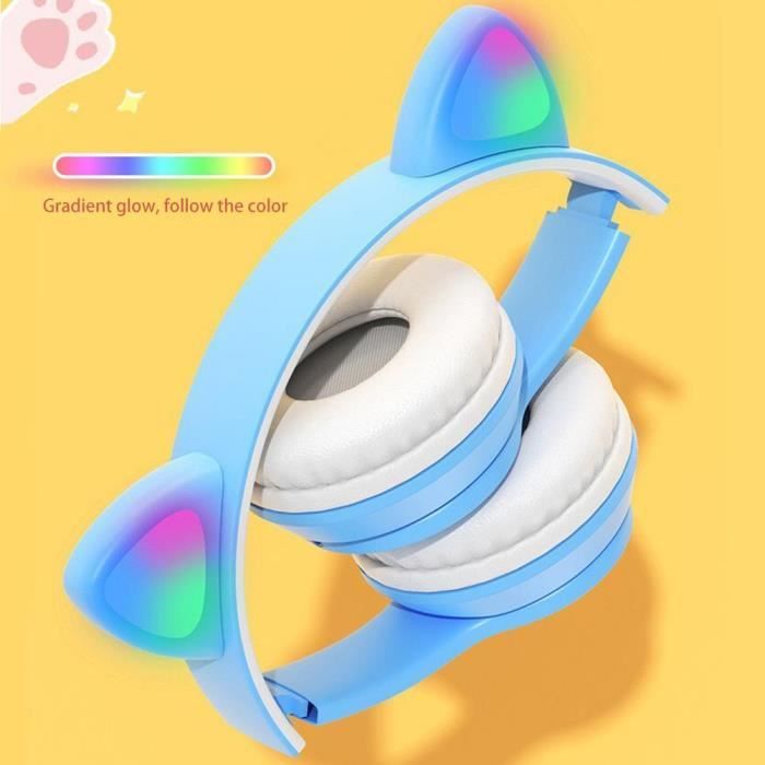 Qiilu Casque oreilles de chat Oreille de chat mignon casque fil multi ...
