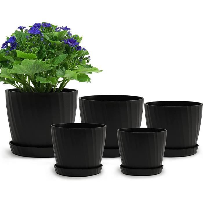 Warmplus Pot de Fleur en Plastique, 19-17,5-16,5-15-14cm Pots de Fleurs ...