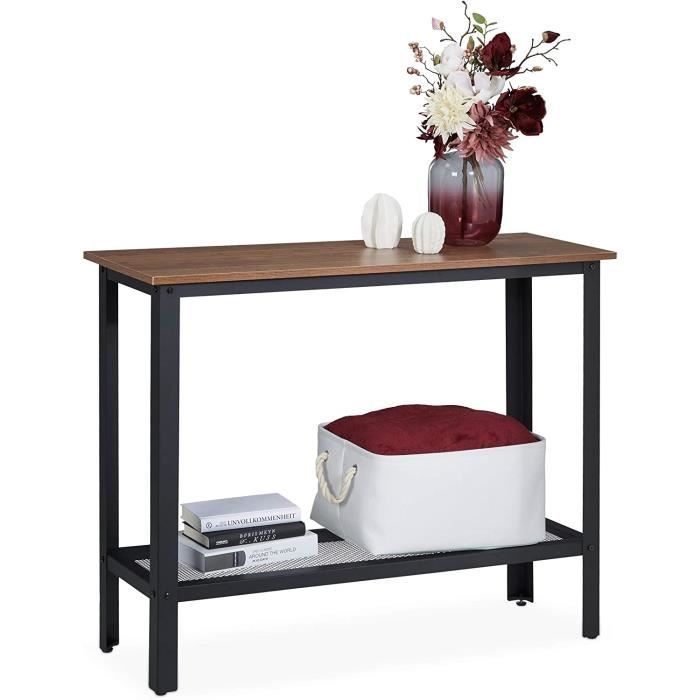 , Noir Console, Design Industriel, Structure métallique, élancée, Table Support entrée,80 x 101 ...