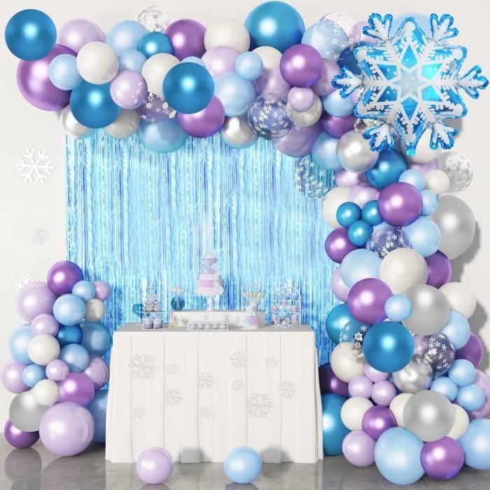 Kit D'Arche De Ballons La Reine Des Neiges 108 Pièces Avec Flocons De ...