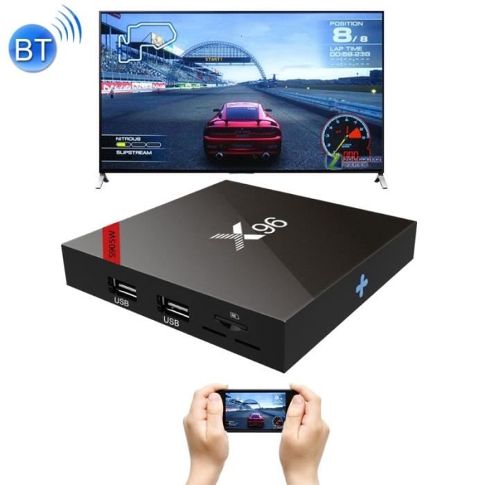 Android TV Box Mini PC noir 4K HD Smart TV Player avec télécommande, 7.1.2 Amlogic S905W Quad ...