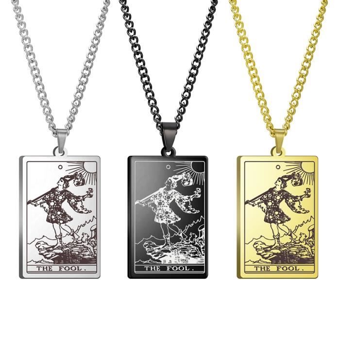 Dawapara Tarot cartes collier Vintage en acier inoxydable bijoux nouvel ...