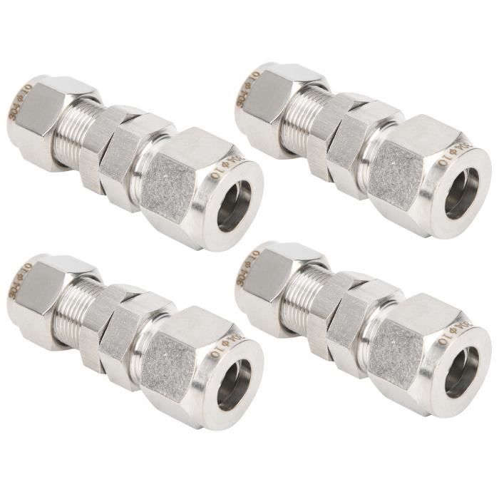 Zerone Raccord à compression Raccord de compression à virole 4 pièces Connecteur de cloison ...