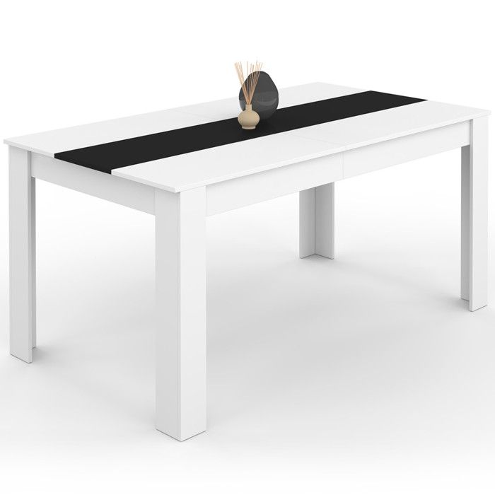 Table à manger rectangle fixe - IDMARKET - GEORGIA - Blanc et noir - 8 ...