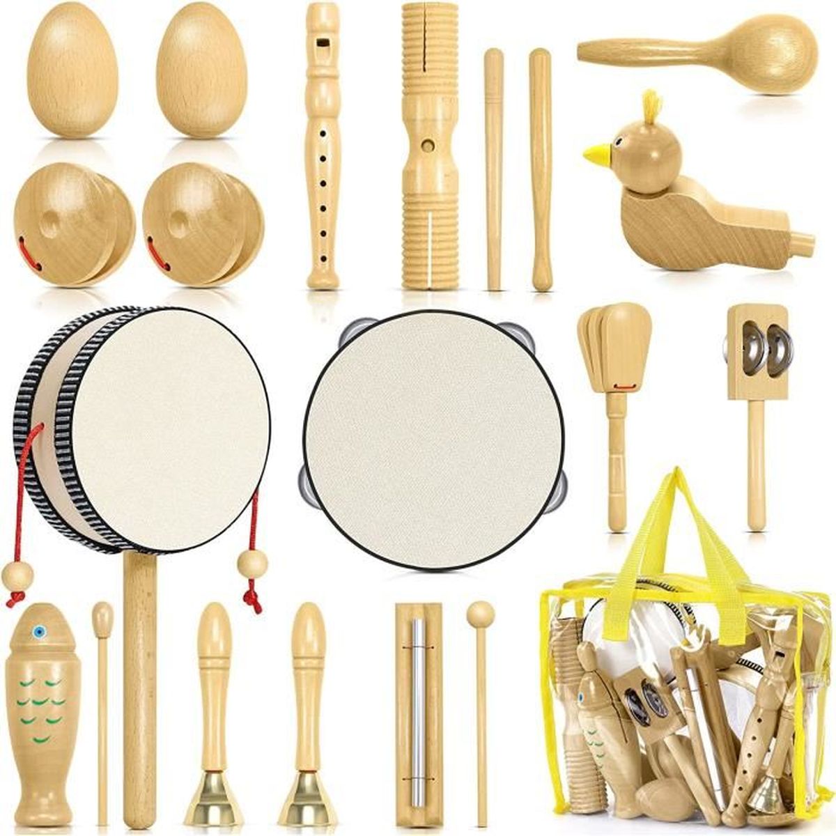 Instruments de Musique en Bois pour Tout-Petits-20 Pièces Instruments ...