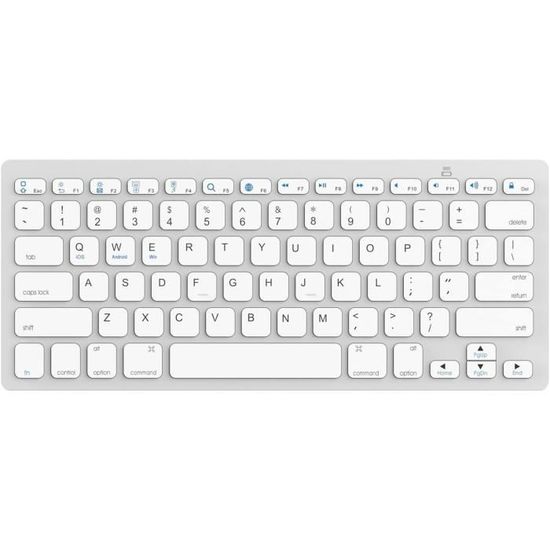 Clavier Anglais QWERTYClavier Bluetooth sans Fil BlancCompatible avec ...