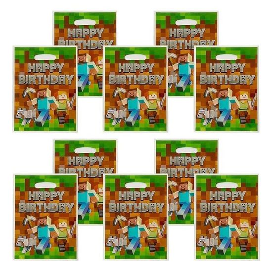 Lot de 10 Sachets Bonbons Cadeaux Minecraft - Idéal pour Anniversaires ...