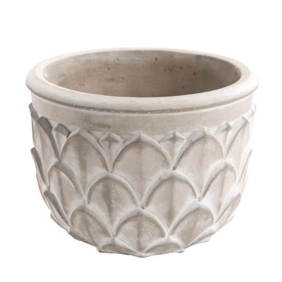 Cache pot en pierre Artichaud - Amadeus - Rond - Gris - 21 cm ...