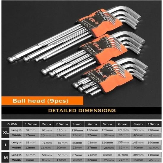 L Type De Clé Hexagonale Double Extrémité Set Key Hexagon Plat Plat ...