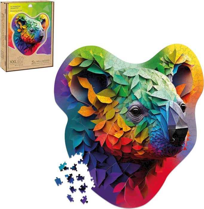 Puzzle en bois - MILLIWOOD - Koala en fleurs - 500 Éléments - 40 x 44 ...