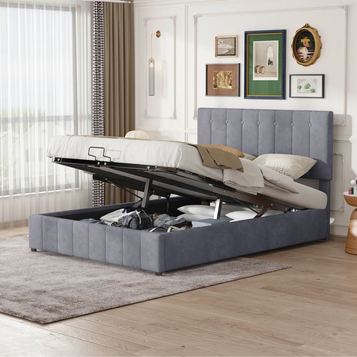 Lit relevable hydraulique 140×200 avec espace de rangement, tête de lit ...